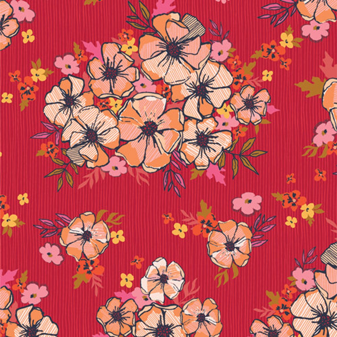 The Flower Fields, Blooming Burst Sunset Art Gallery Quilt Fabric ...
