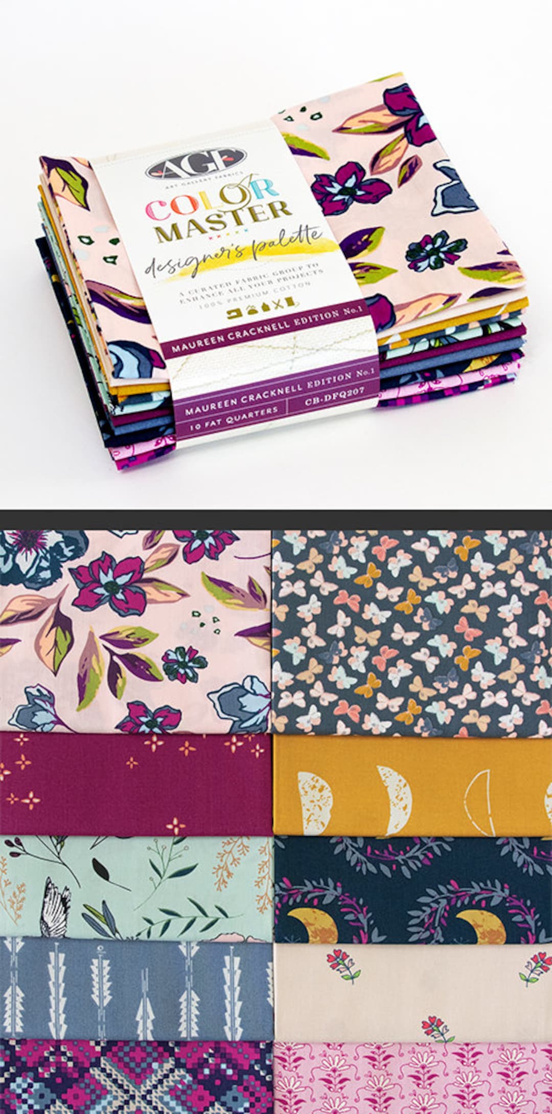 10 Fat Quarters Bundle Art Gallery Quilt Fabric, Color Master Maureen ...