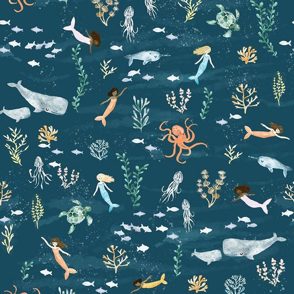 Mermaid Cotton Fabric - Etsy UK