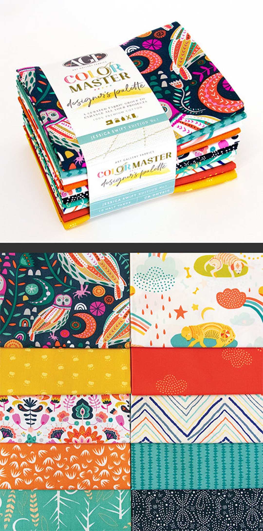 10 Half Yard Bundle Art Gallery Quilt Fabric, Color Master Jessica ...