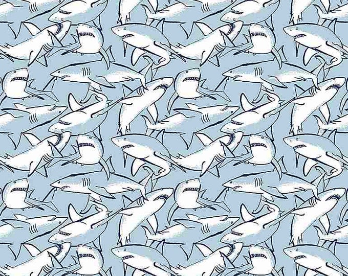 Dear Stella Cotton Quilt Fabric, Shark Infested Water, Sharks in ...