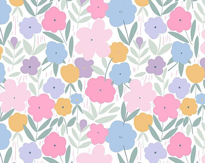 Spring Flowers in White Dear Stella Cotton Quilt Fabric, Choose Your ...