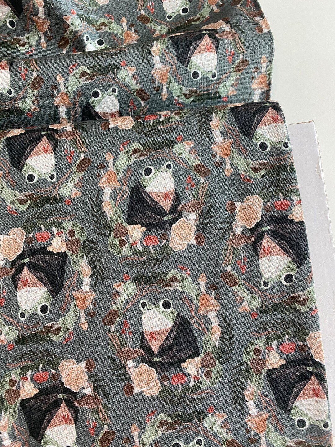 Dear Stella Cotton Quilt Fabric, Goblincore Frogs in Cypress Choose ...