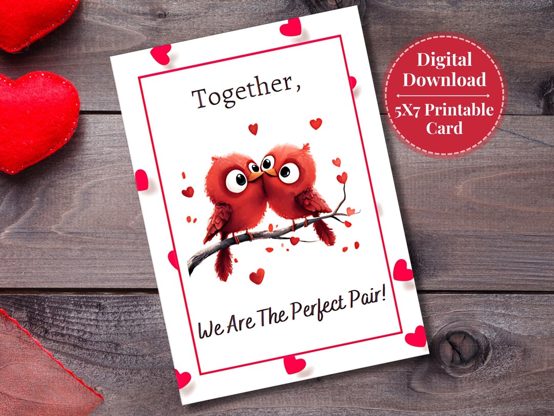 Perfect Pair Card | Lovebirds Card | Instant Download | Valentine's Day ...
