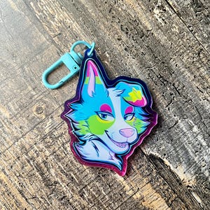 Custom Furry Keychain | Neon Custom Fursona Keychain | Double Sided ...