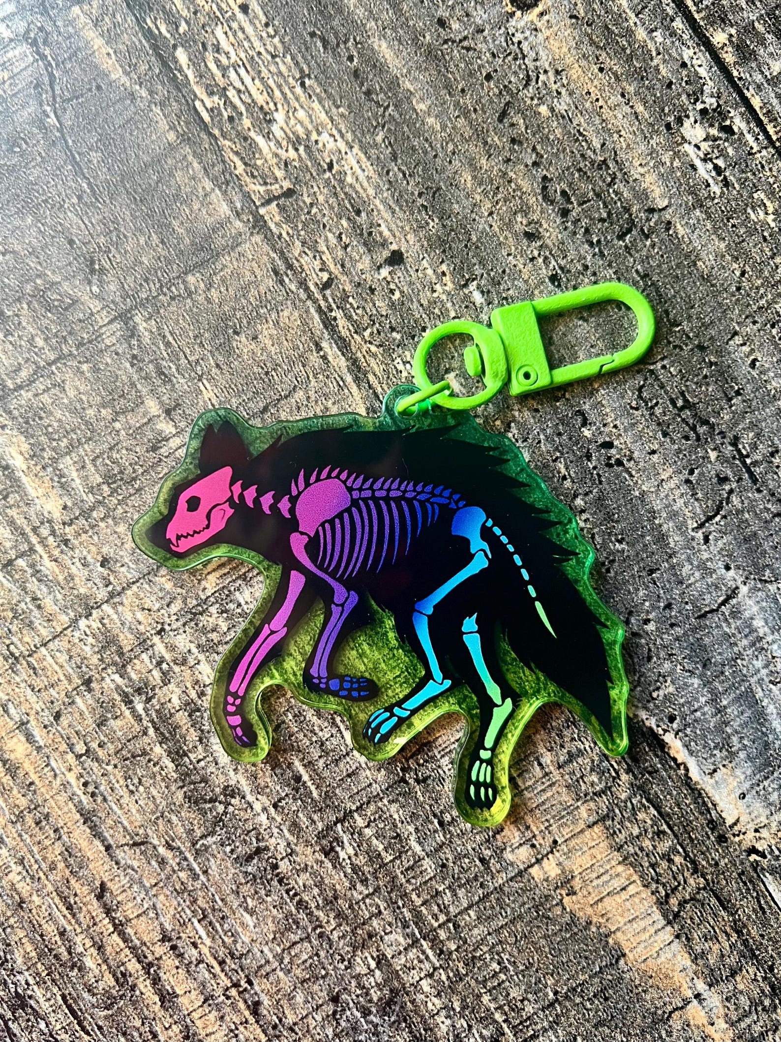 Neon Hyena Acrylic Keychain | Double Sided Furry Charm | Bag Charm - Etsy