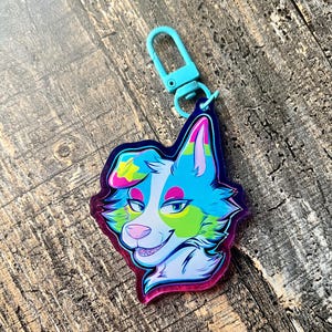 Custom Furry Keychain | Neon Custom Fursona Keychain | Double Sided ...