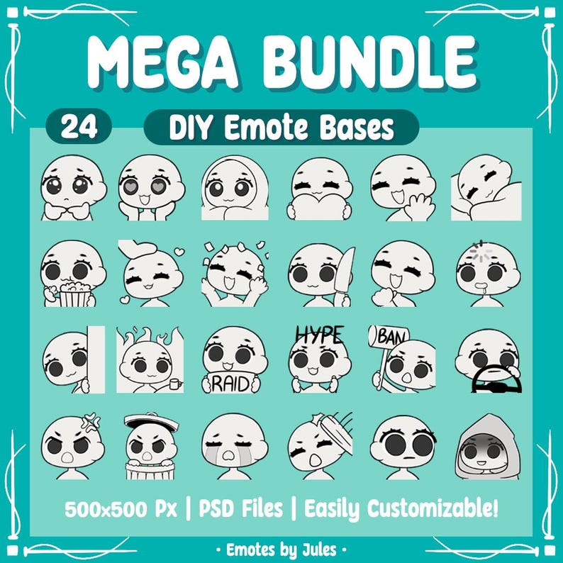 DIY EMOTE BASE Mega Bundle Twitch Discord Youtube Streaming - Etsy