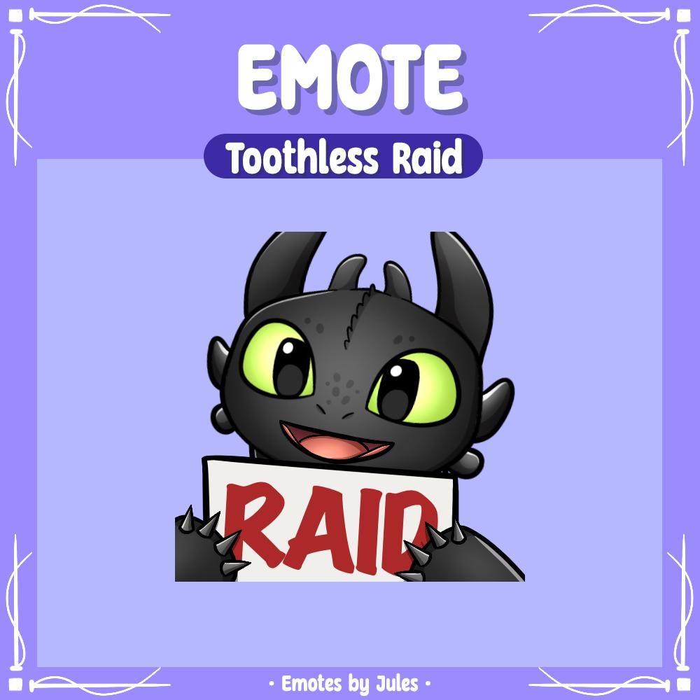 TOOTHLESS RAID EMOTE | Twitch | Discord | Youtube | Streaming - Etsy