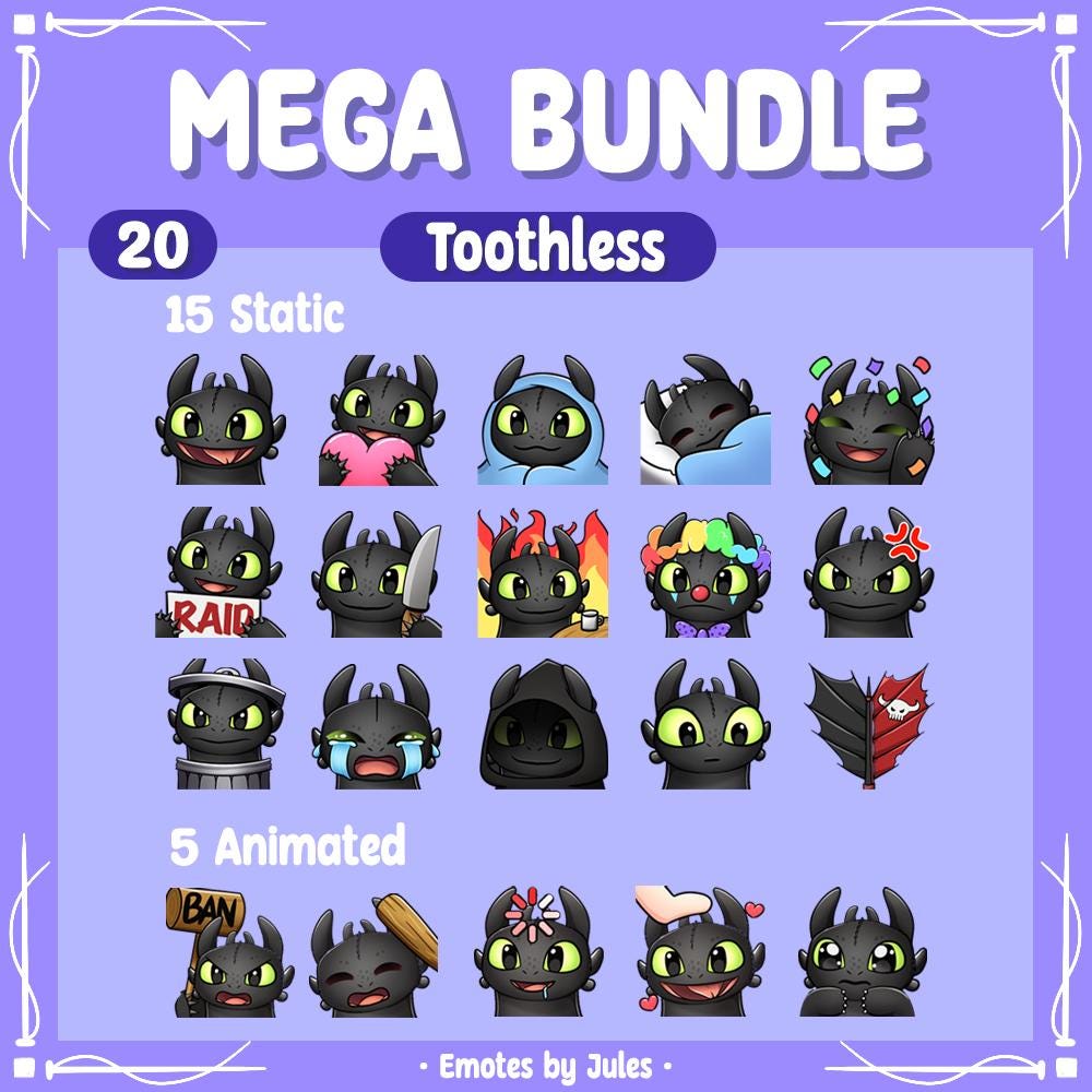 20x TOOTHLESS MEGA BUNDLE | Twitch | Discord | Youtube | Streaming - Etsy