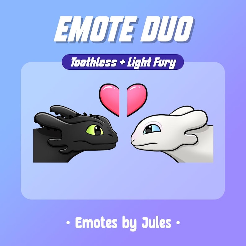 TOOTHLESS + LIGHT FURY Emote Duo | Twitch | Discord | Youtube ...