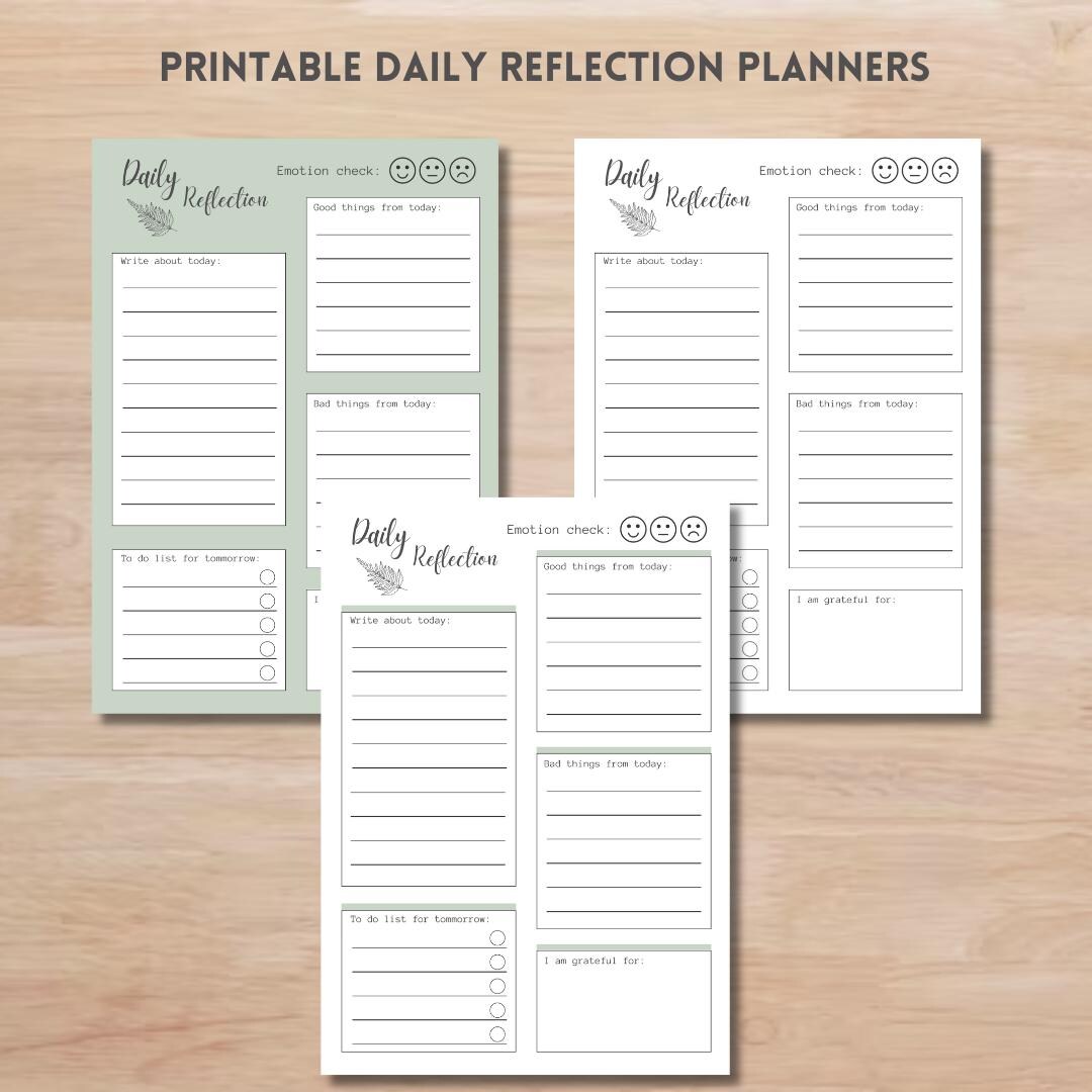 Printable Daily Reflection Planner Print & Fill INSTANT DOWNLOAD - Etsy