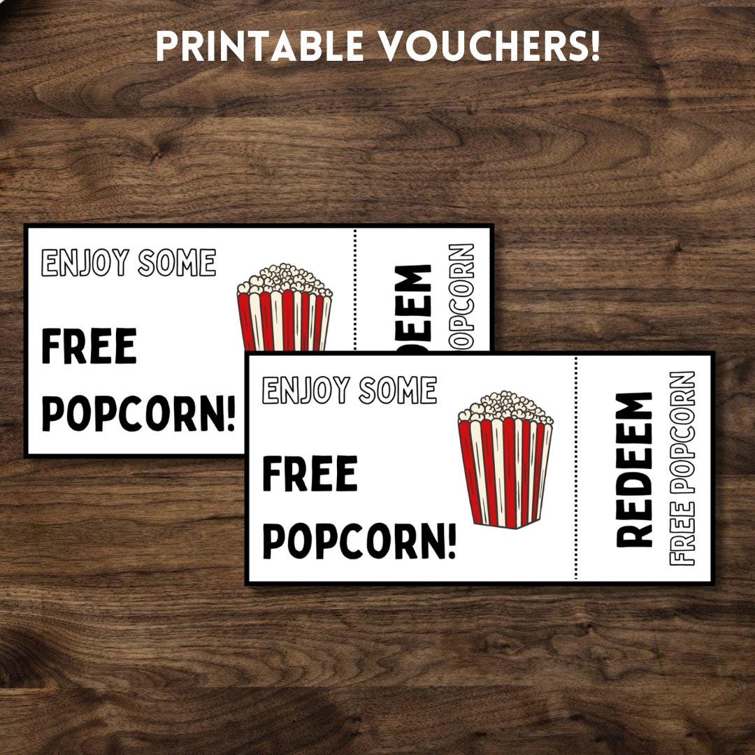 Printable Free Popcorn Voucher for Parties and Events Print & Cut Free ...