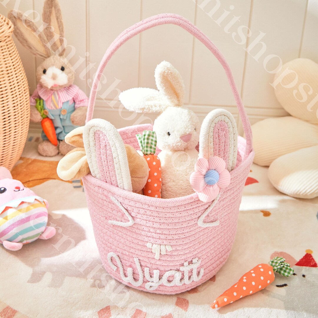 Personalized Easter Basket, Baby Name Easter Basket, Cotton Rope Baby ...