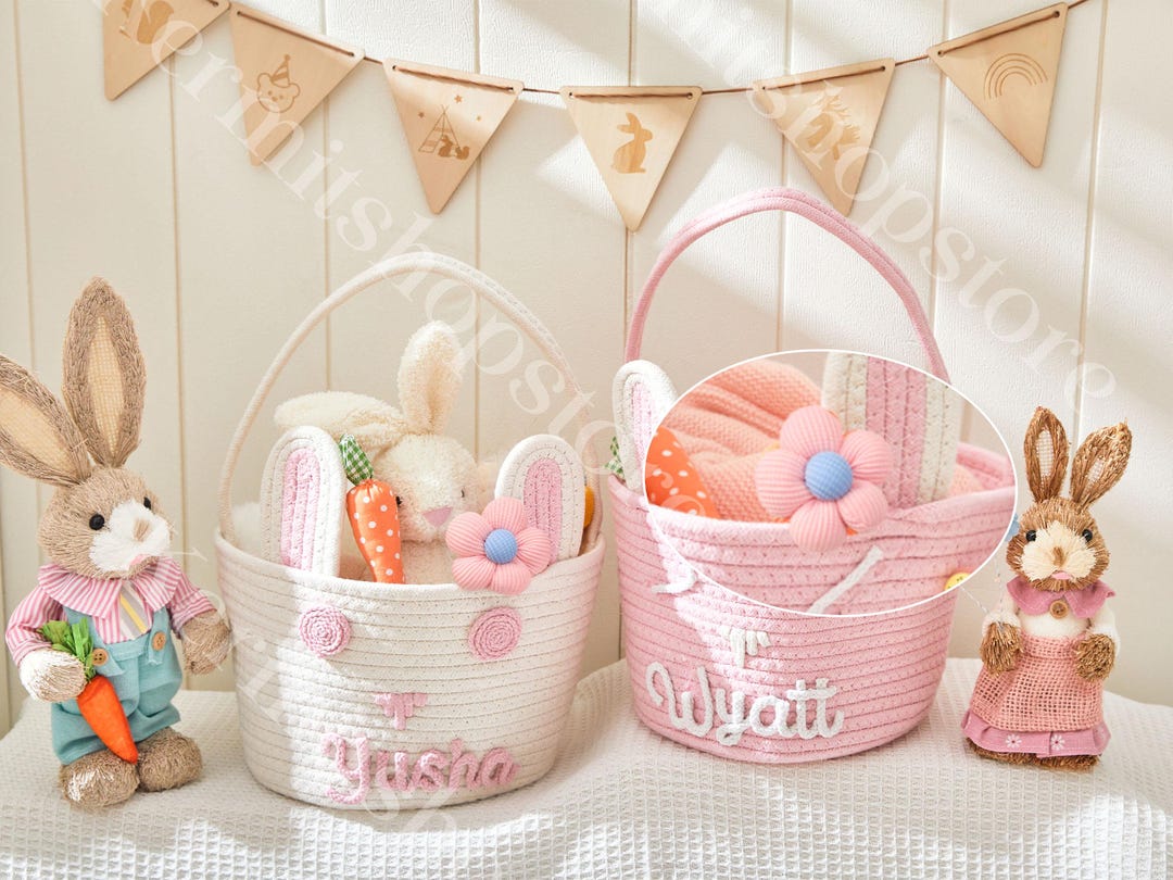 Personalized Easter Basket, Baby Name Easter Basket, Cotton Rope Baby ...