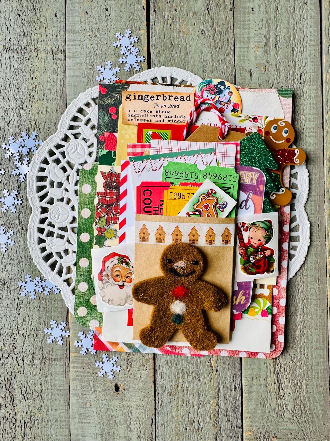 Gingerbread Christmas Ephemera Paper Pack, Holiday Journal Kit - Etsy