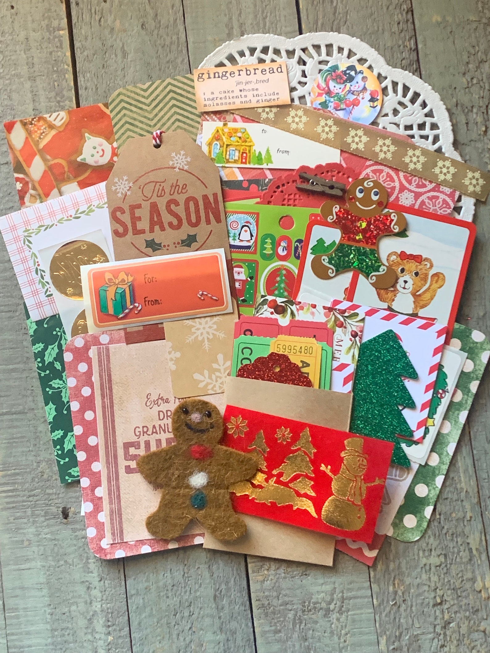 Gingerbread Christmas Ephemera Paper Pack, Holiday Journal Kit - Etsy