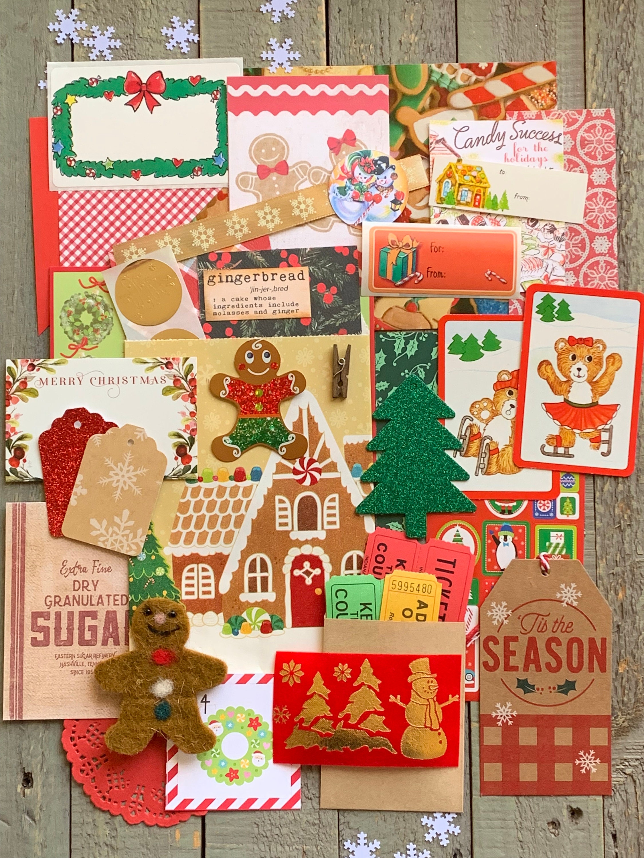 Gingerbread Christmas Ephemera Paper Pack, Holiday Journal Kit - Etsy