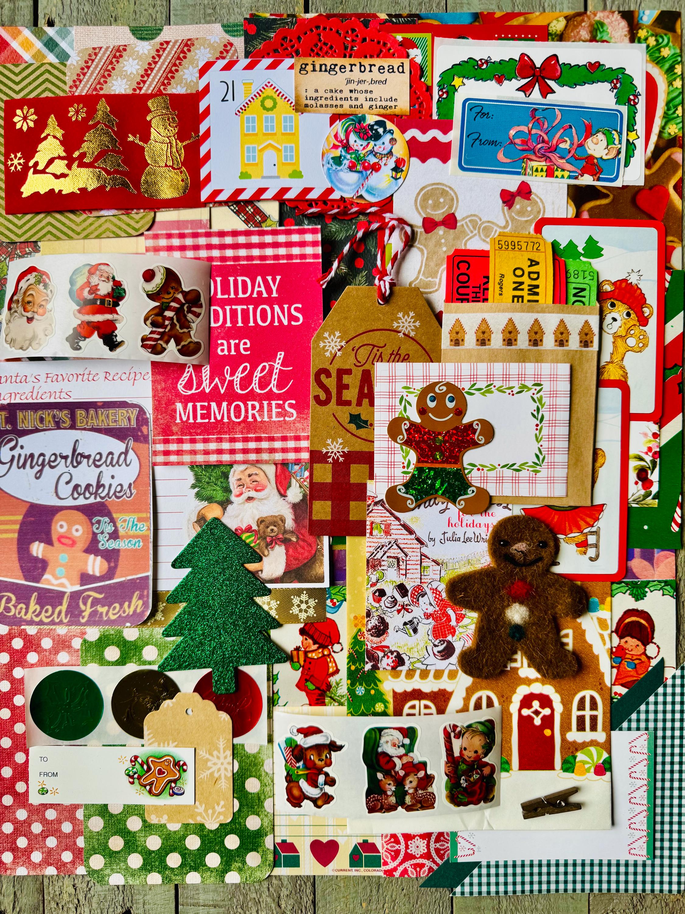 Gingerbread Christmas Ephemera Paper Pack, Holiday Journal Kit - Etsy