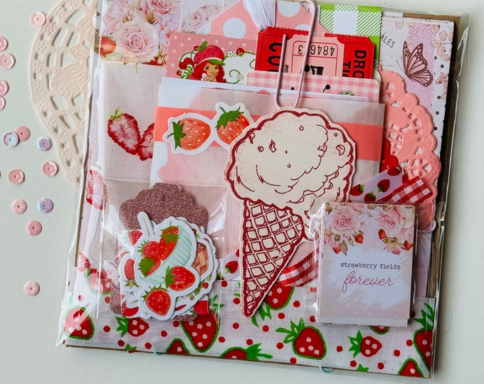 Strawberries and Cream Paper Pack, Strawberry Ephemera, Strawberry Junk ...