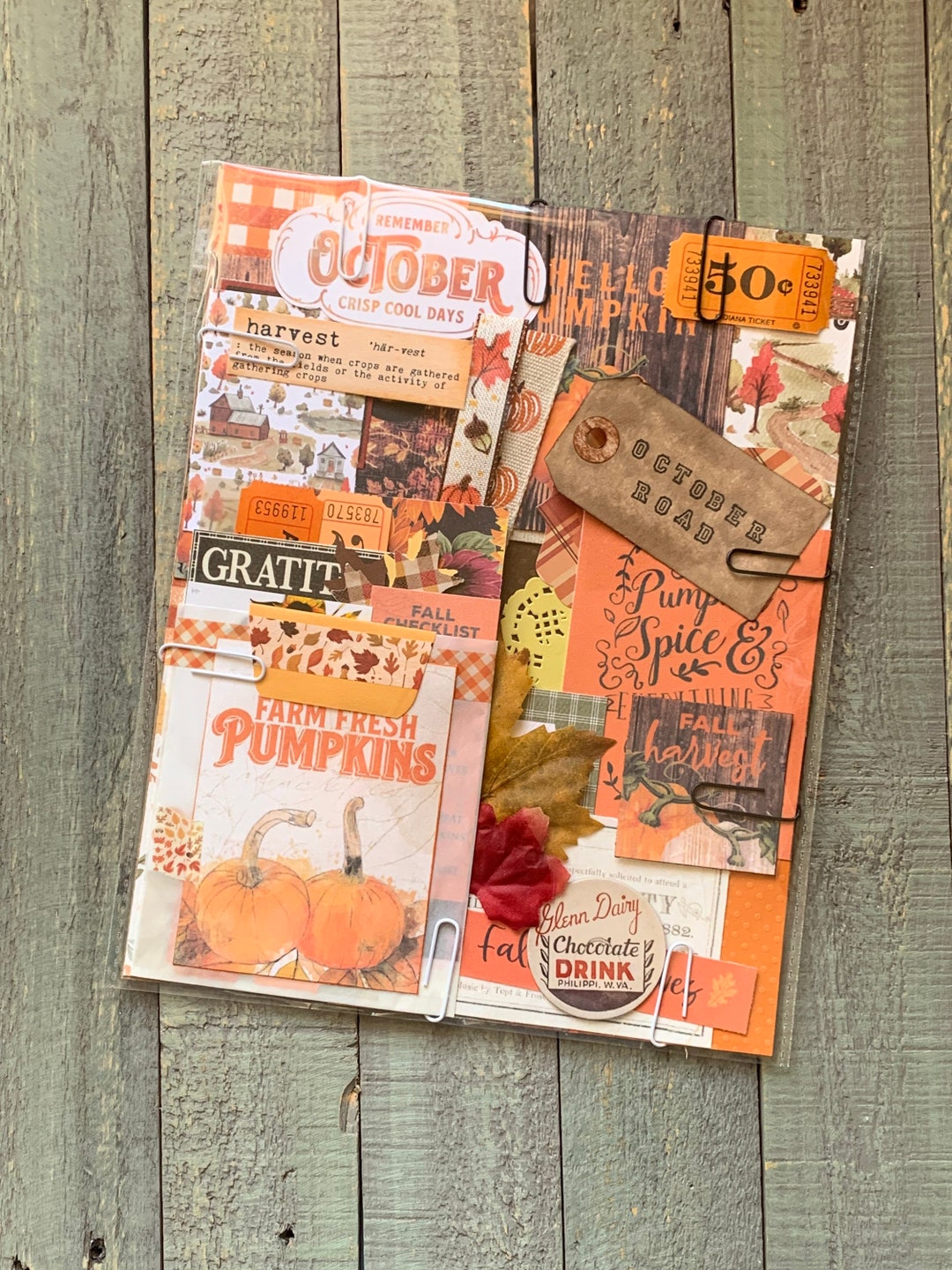 Autumn Junk Journal Kit, October Journal, October Road, Fall Paper Pack ...