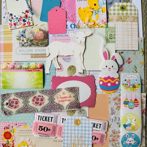 Easter Spring Paper Pack, Easter Ephemera, Bunnies and Blooms, Junk ...
