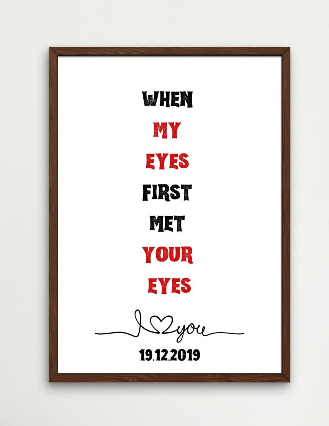 Custom Couple First Meet Date, Personalised Wedding Anniversary Gift ...