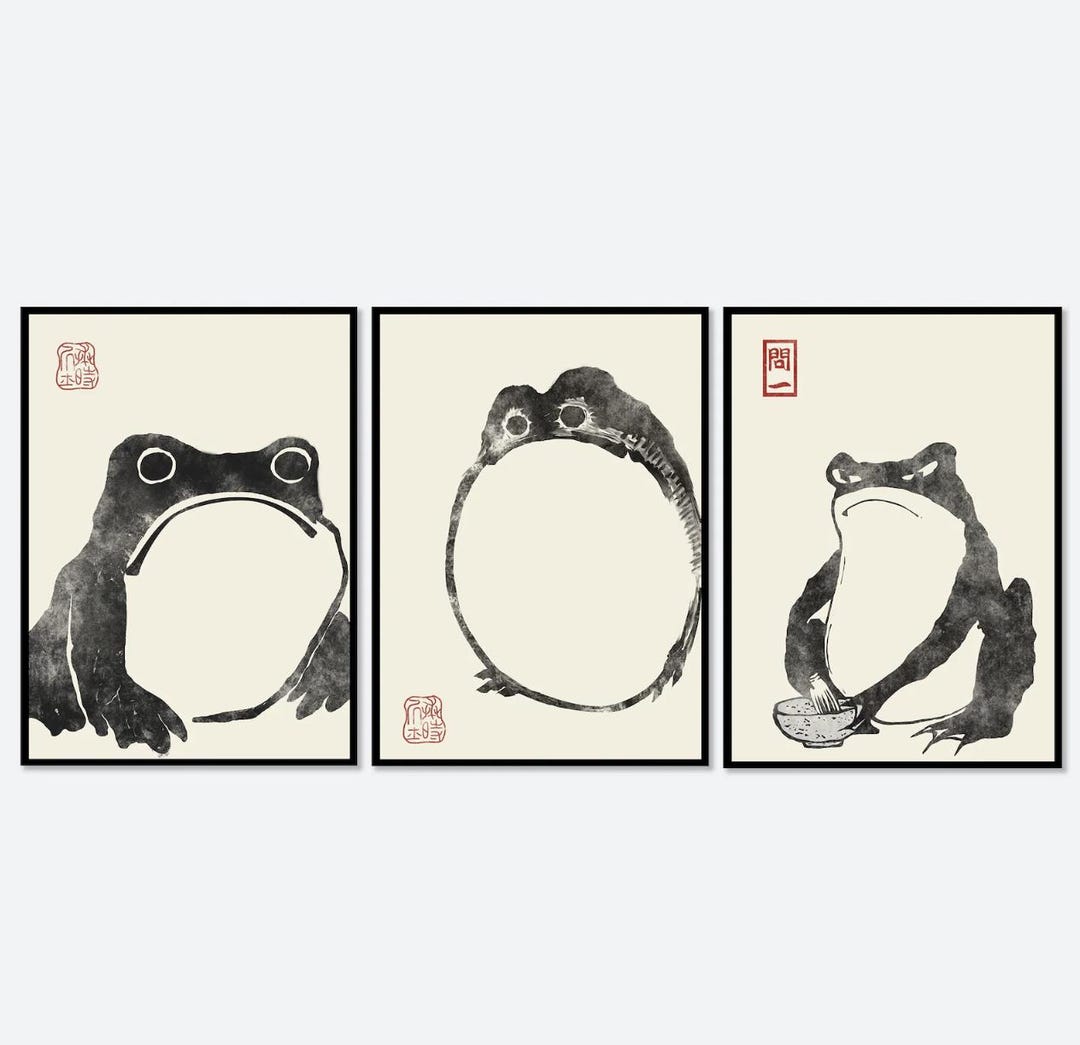 Japanese Frog Matsumoto Hoji Toad Set of 3 Woodblock Art Print ...