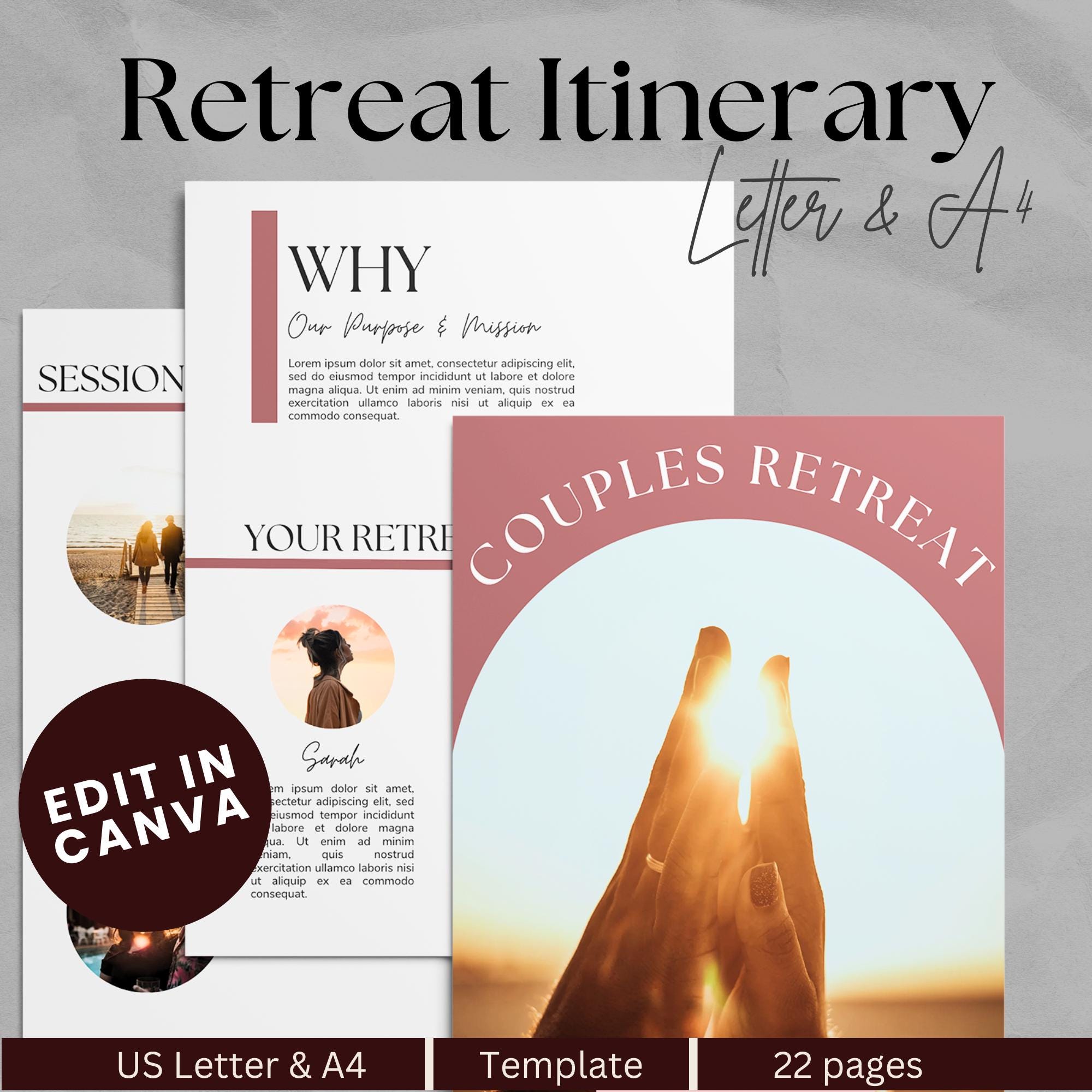 Editable Couples Retreat Itinerary Template for Canva | 22-page ...