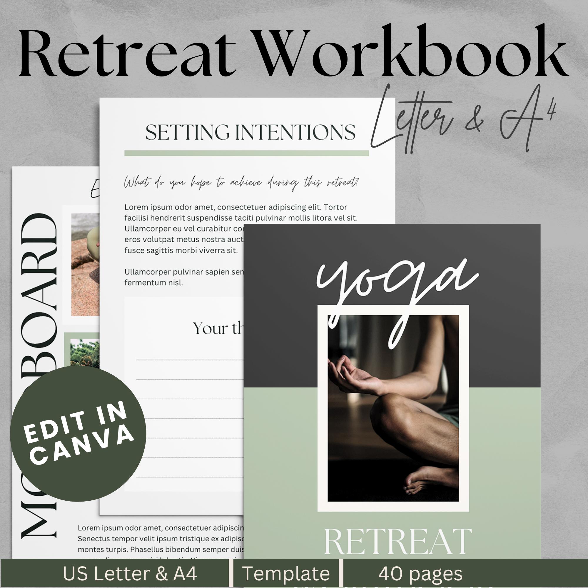 Retreat Workbook Editable Template for Canva 40-page Neutral Green ...