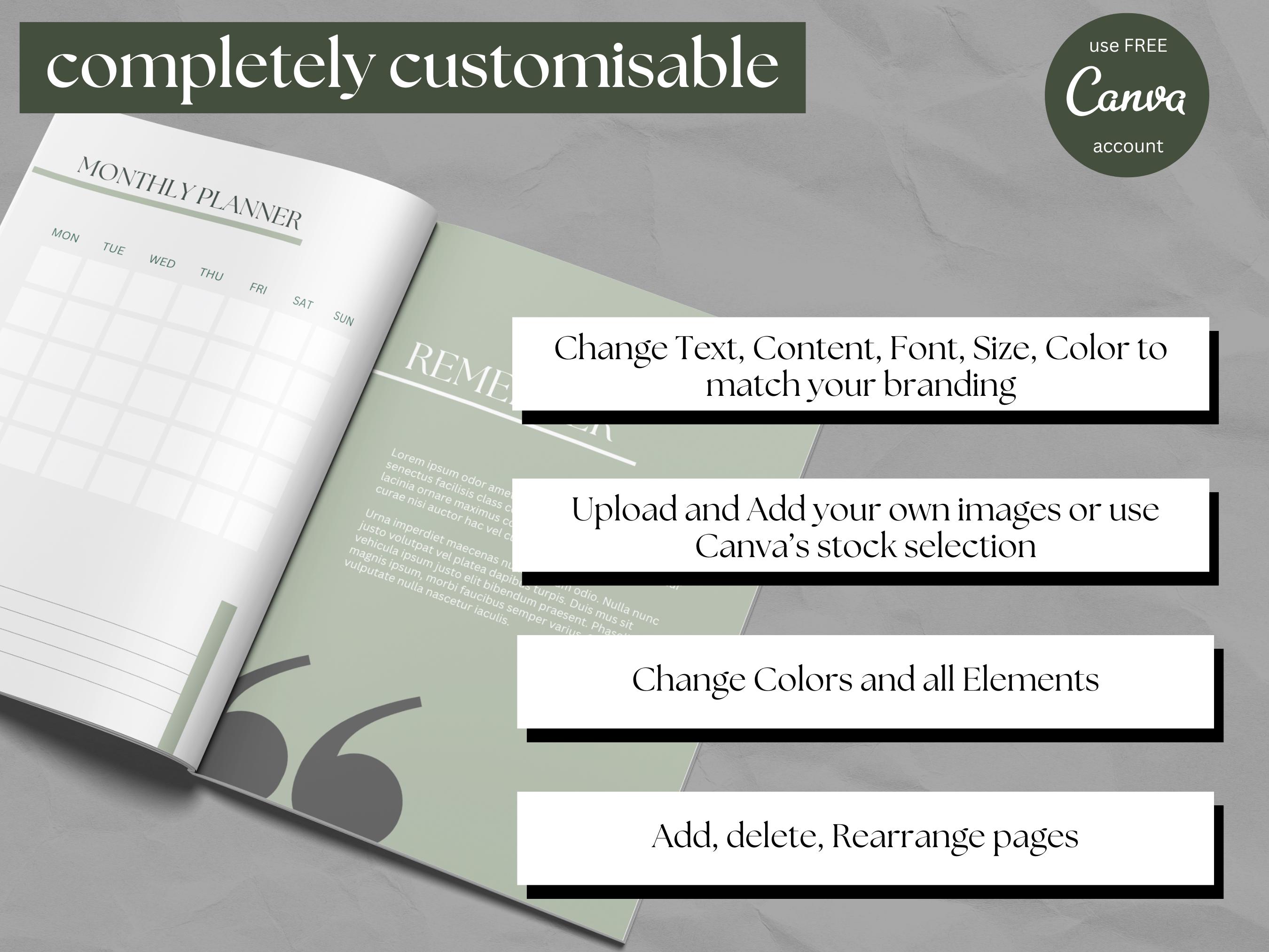 Retreat Workbook Editable Template for Canva | 40-page Neutral Green ...