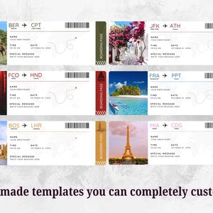 Editable Boarding Pass Canva Template | 6 Customizable Digital ...