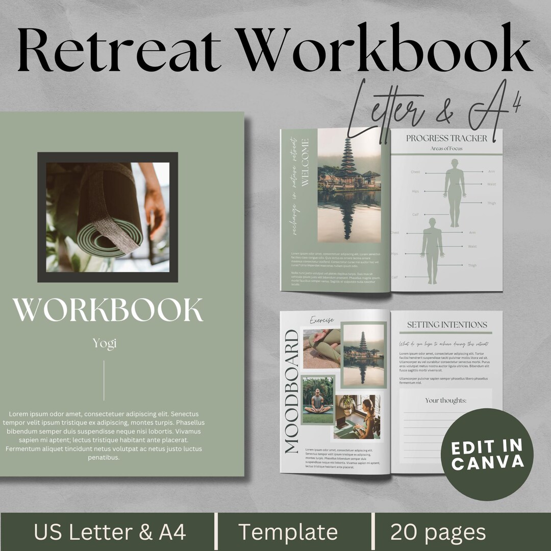 Retreat MINI Workbook Editable Template for Canva | 20-page Neutral ...