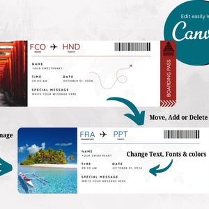 Editable Boarding Pass Canva Template | 6 Customizable Digital ...