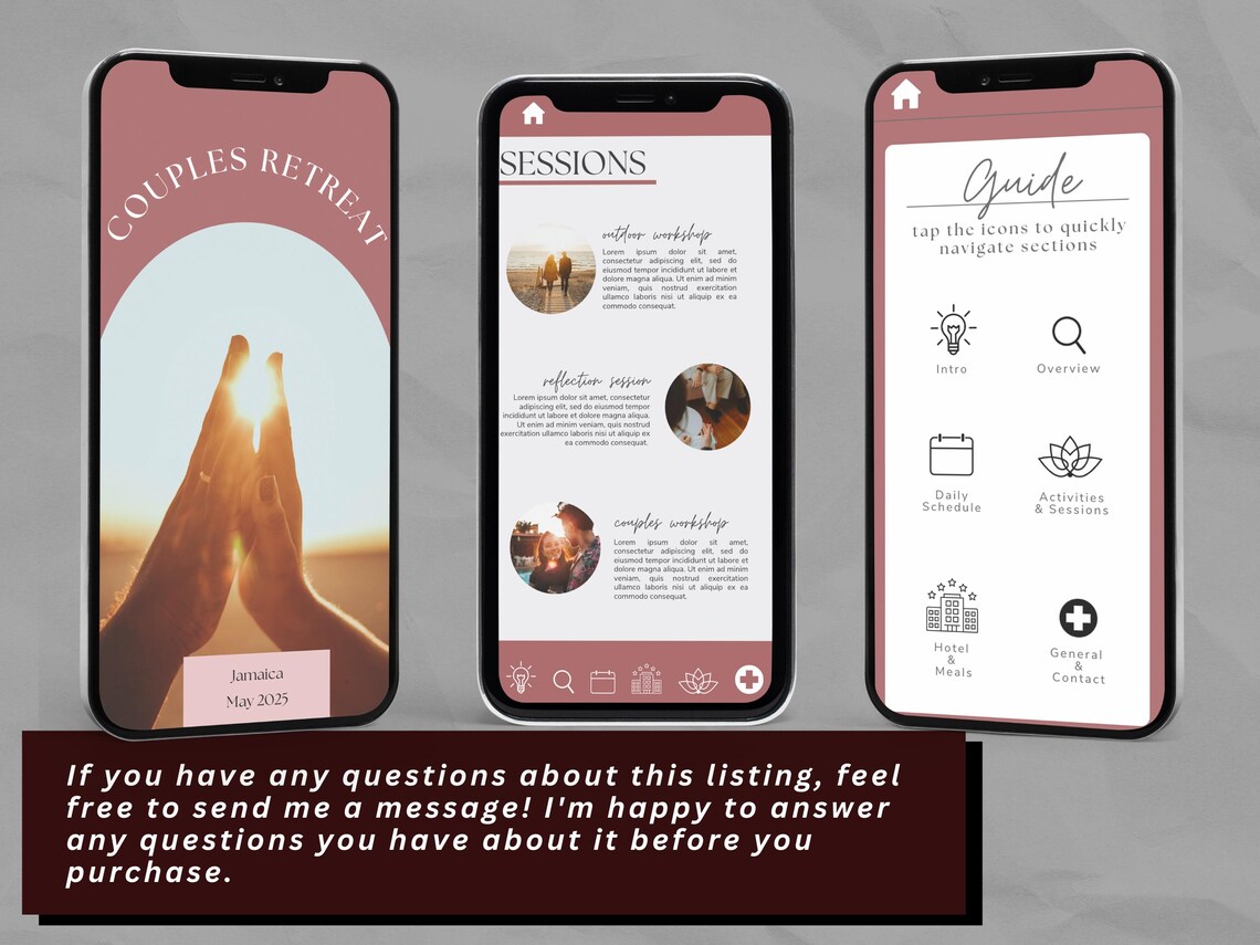 Couples Editable & Mobile Retreat Itinerary Canva Template | 22-page ...