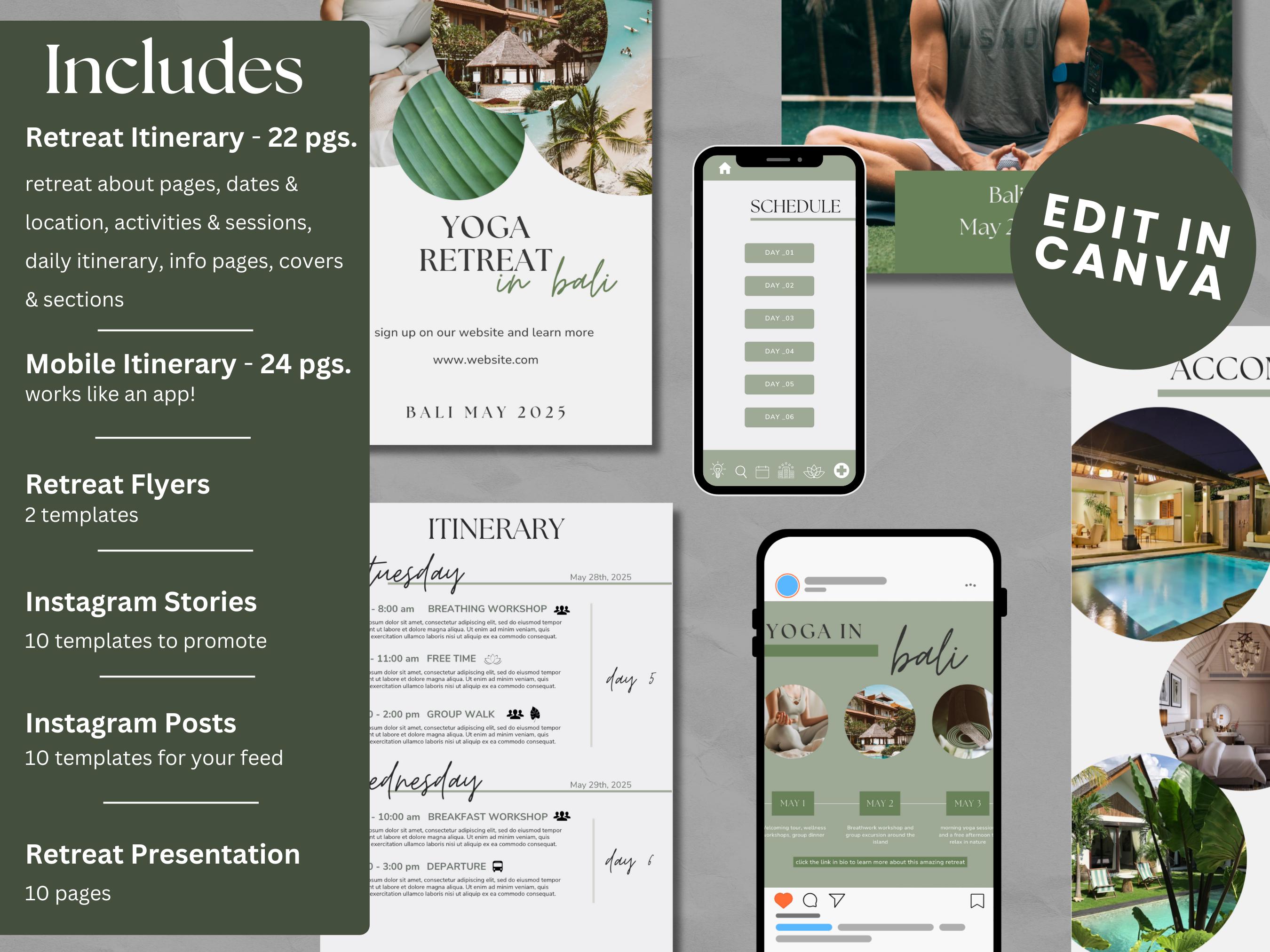 Retreat Planning Bundle | Editable Templates for Canva | Mobile ...