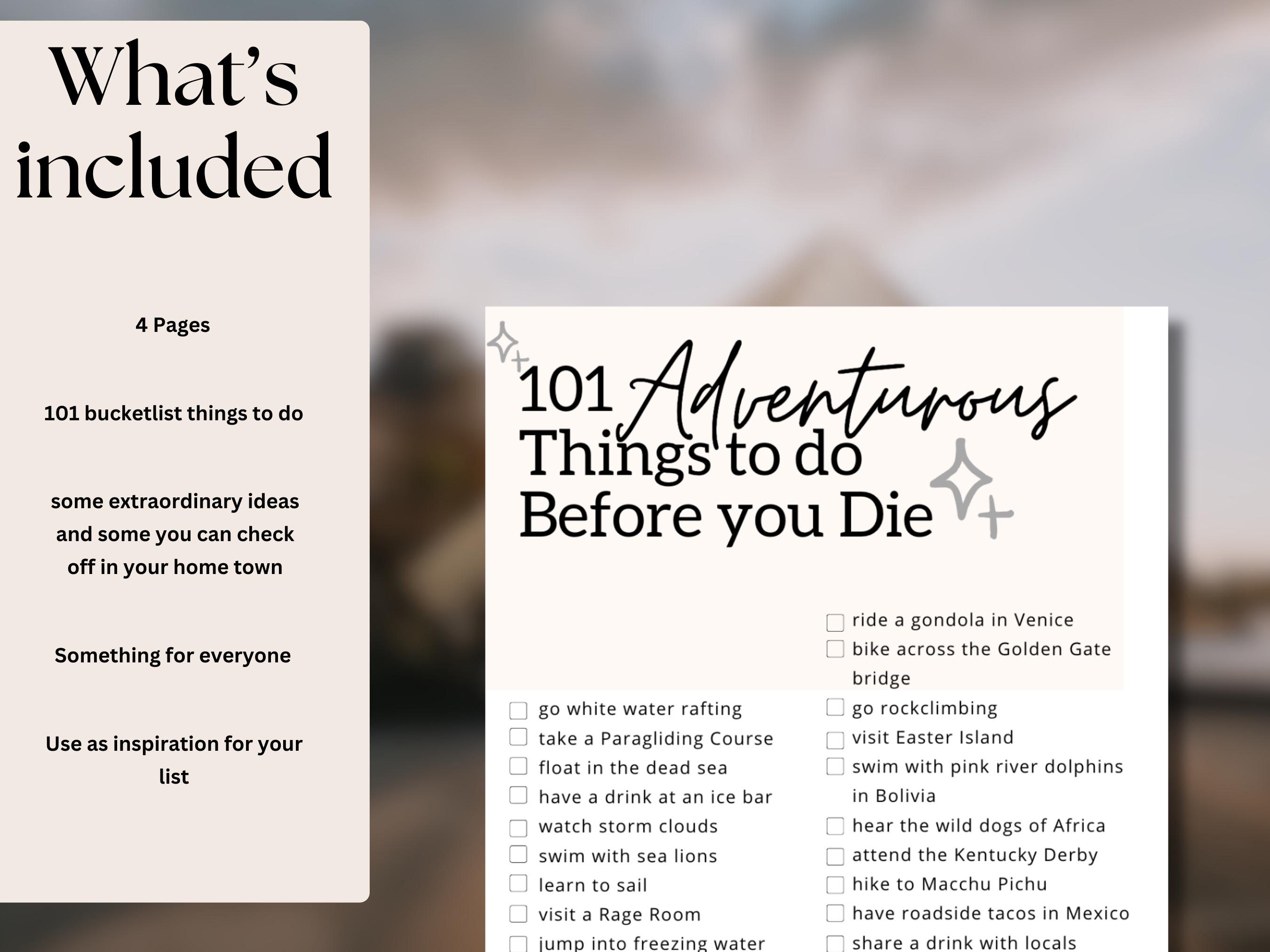 100 Things to Do | Printable PDF of Bucket List Ideas for Couples or ...