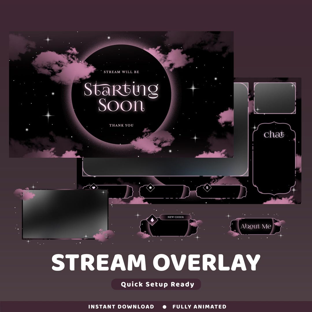 Eclipse of Amethyst Animated Twitch Overlay Package, Dark Aesthetic ...