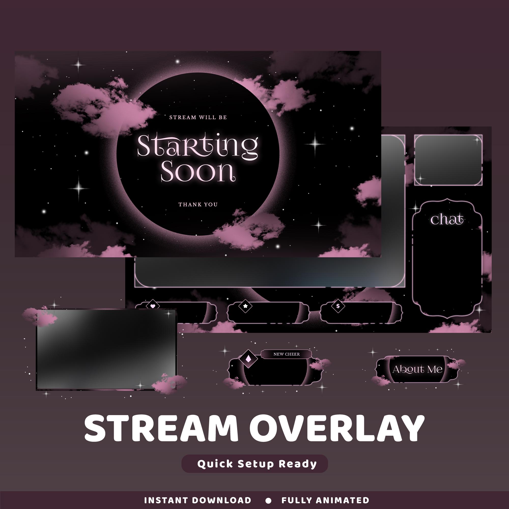 Eclipse of Amethyst Animated Twitch Overlay Package, Dark Aesthetic ...