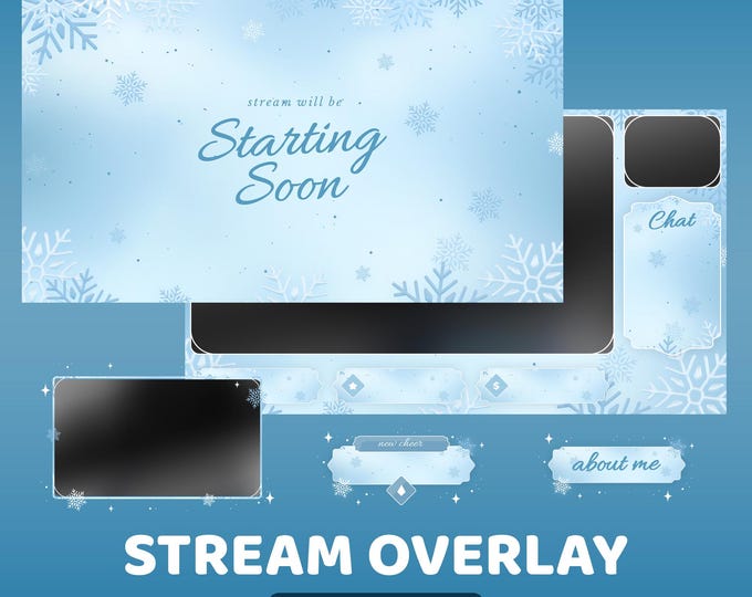 Dream Frost Animated Stream Overlay Package for Twitch | Winter Pastel ...