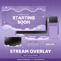 Cozy Pastel Purple Stream Overlay & Alert Bundle for OBS and Streamlabs ...