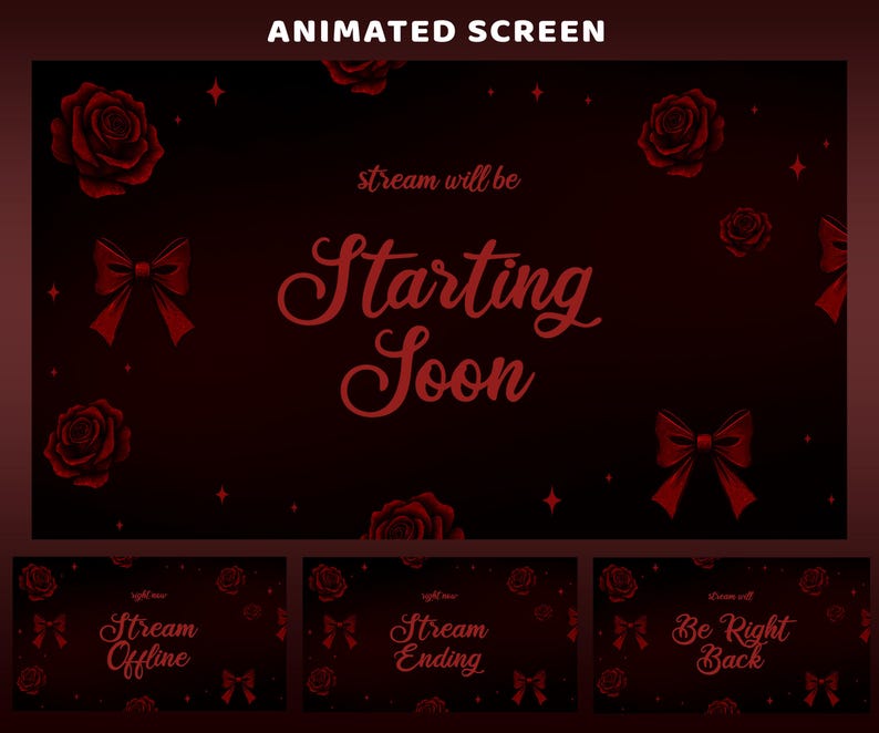 Vintage Gothic Rose Stream Overlay Pack Animated, Dark Red Rose, Floral ...