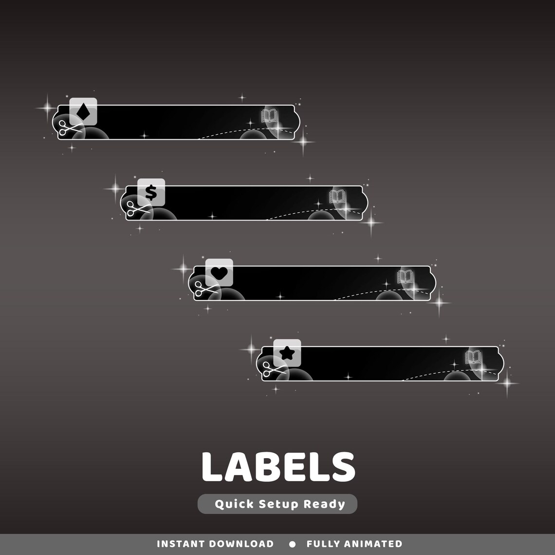 Midnight Workshop Animated Twitch Overlay Package, Black and White ...