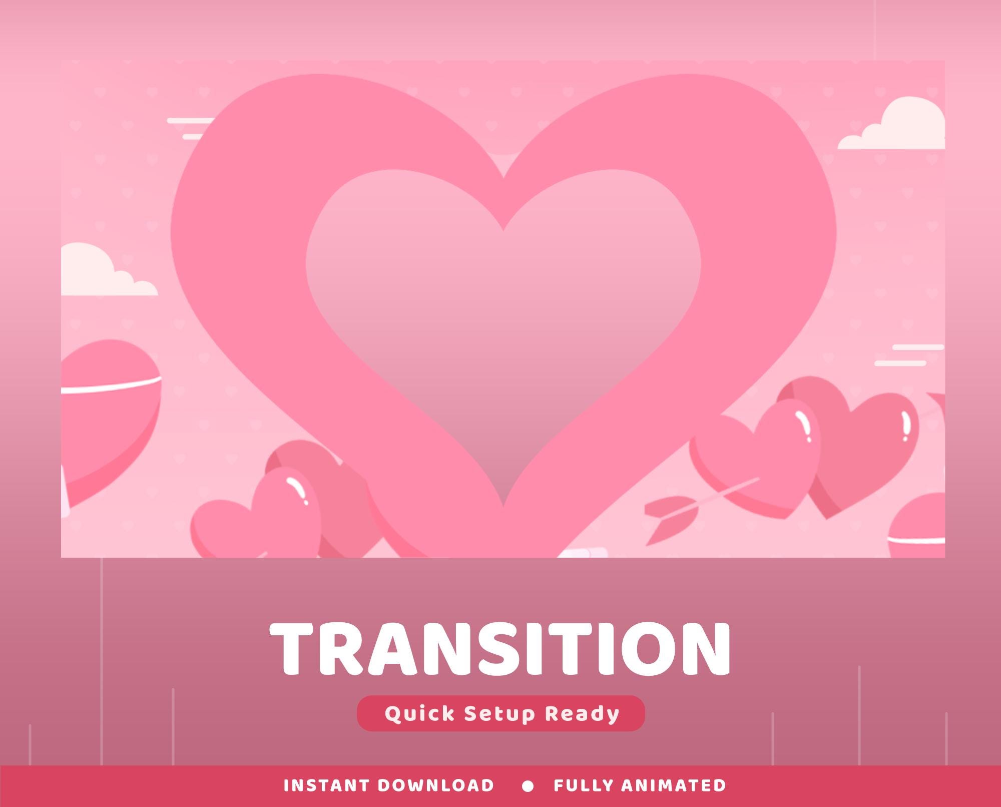 Blush of Love Animated Twitch Overlay Package, Valentine Special Stream ...