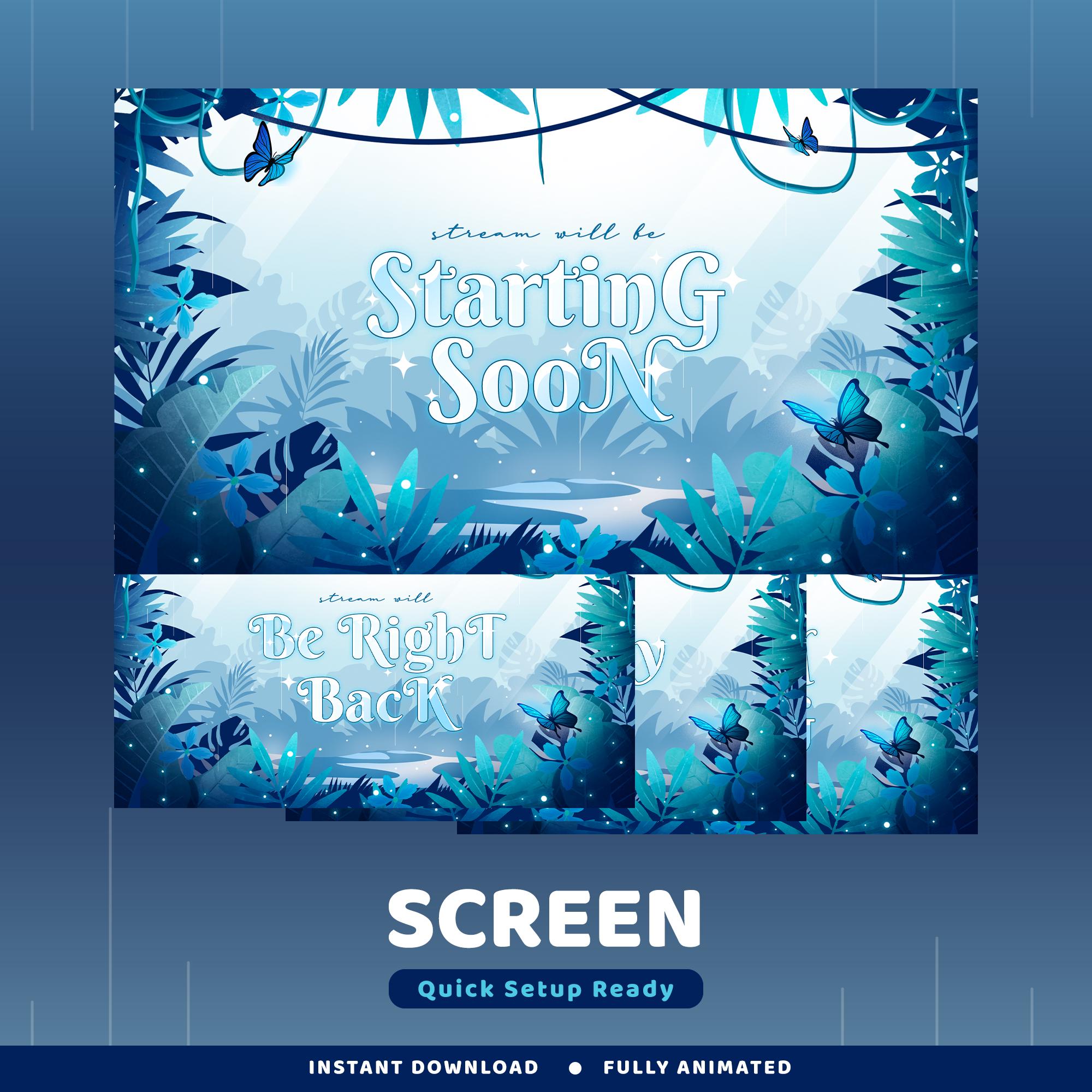 Blue Forest Animated Twitch Overlay Package, Animation Forest, Leaf and ...