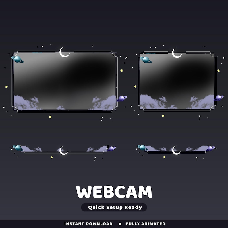 Moonlit Rings Animated Twitch Overlay Package, Night Sky Overlay, Cute ...