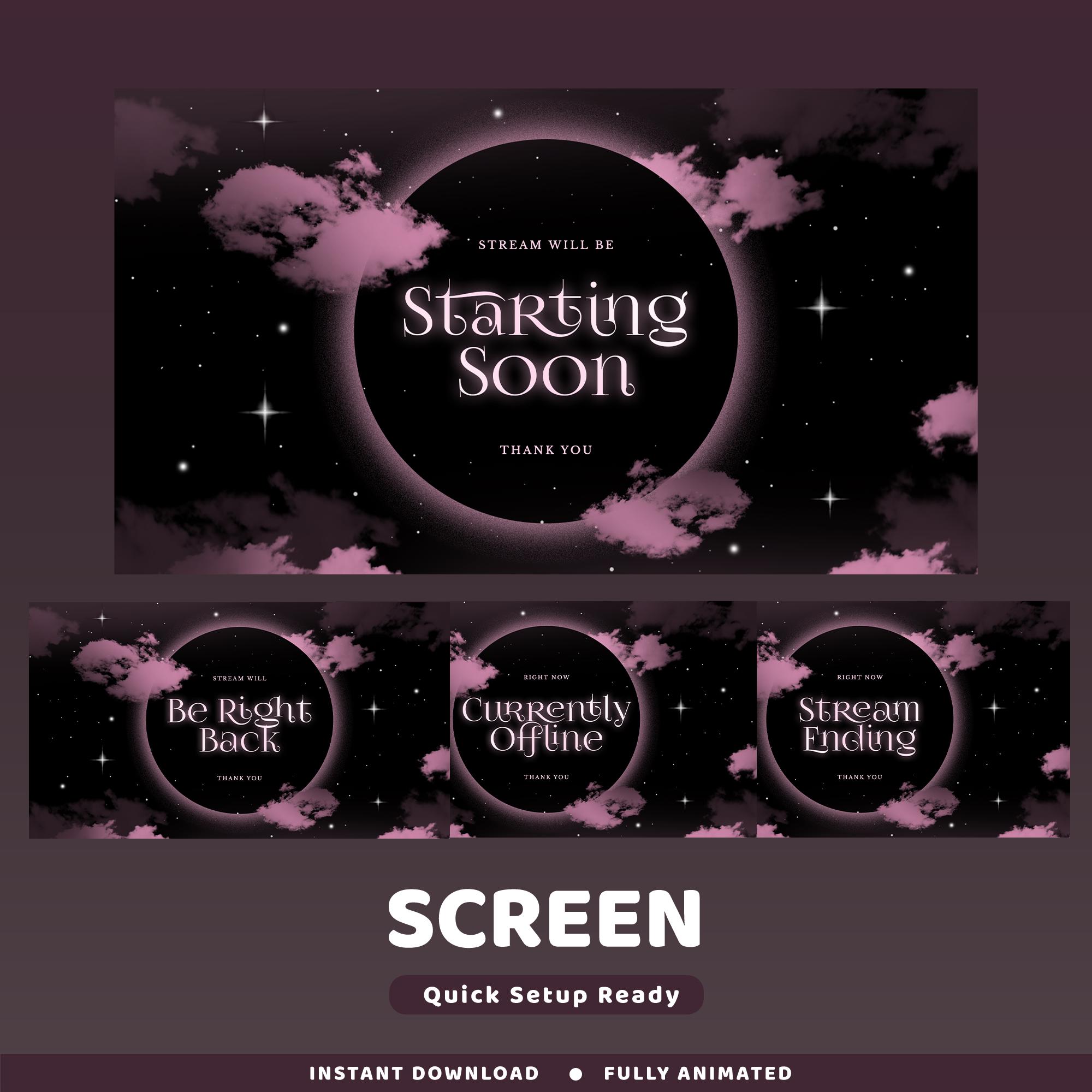 Eclipse of Amethyst Animated Twitch Overlay Package, Dark Aesthetic ...