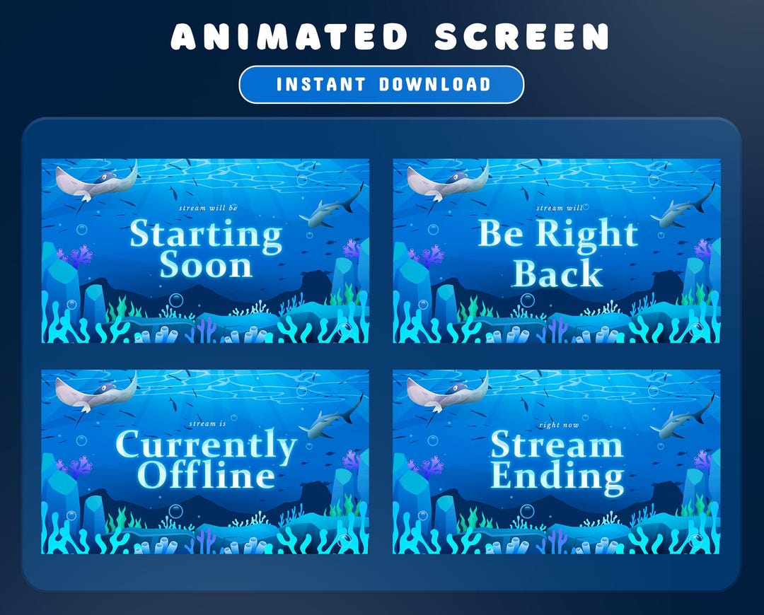 Blue Ocean Animated Screen Overlay Package, Animation Scene Under Water ...