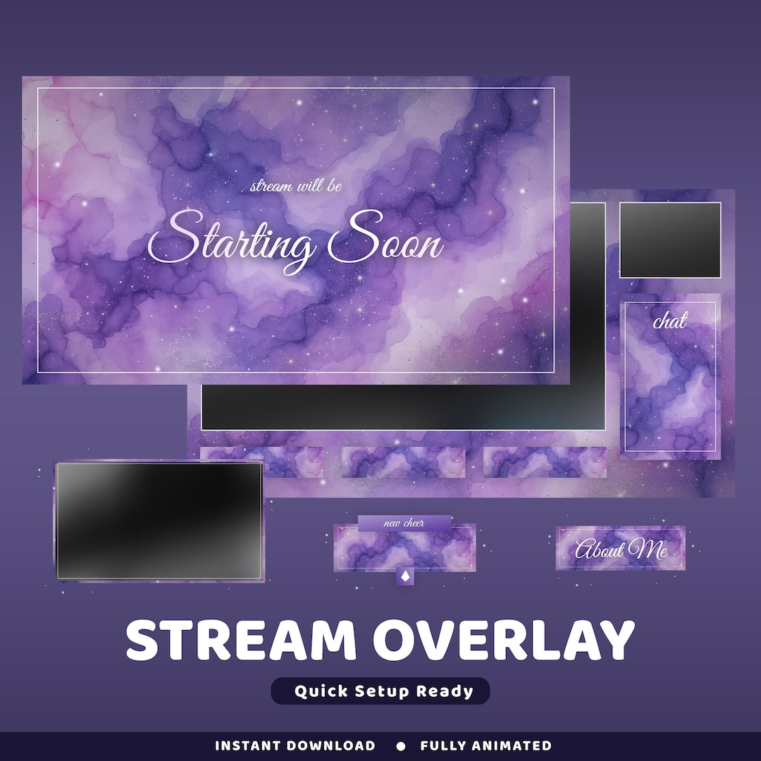 Stardust Veil Animated Twitch Overlay Package, Galaxy Vtuber, Nebula ...