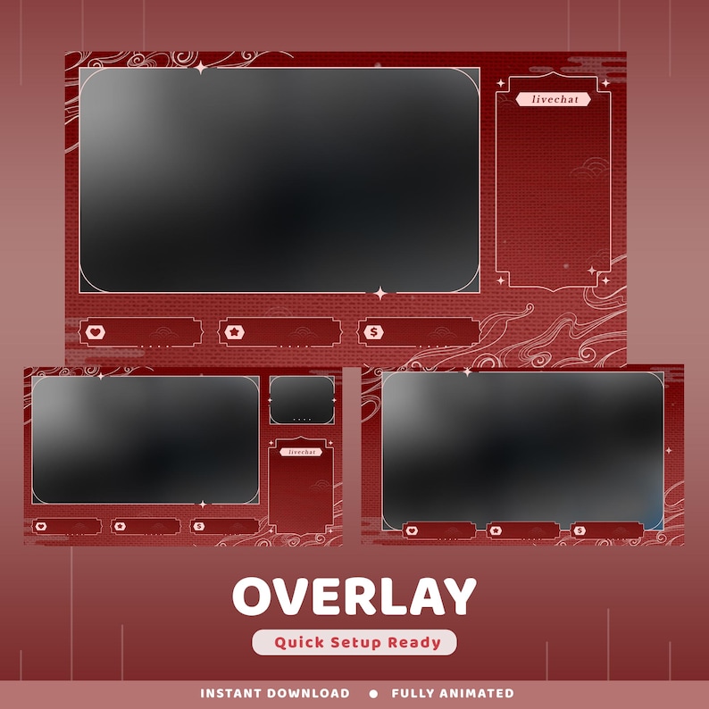 Zen Flow Animated Twitch Overlay Package, Red Japan Overlay, Classic ...